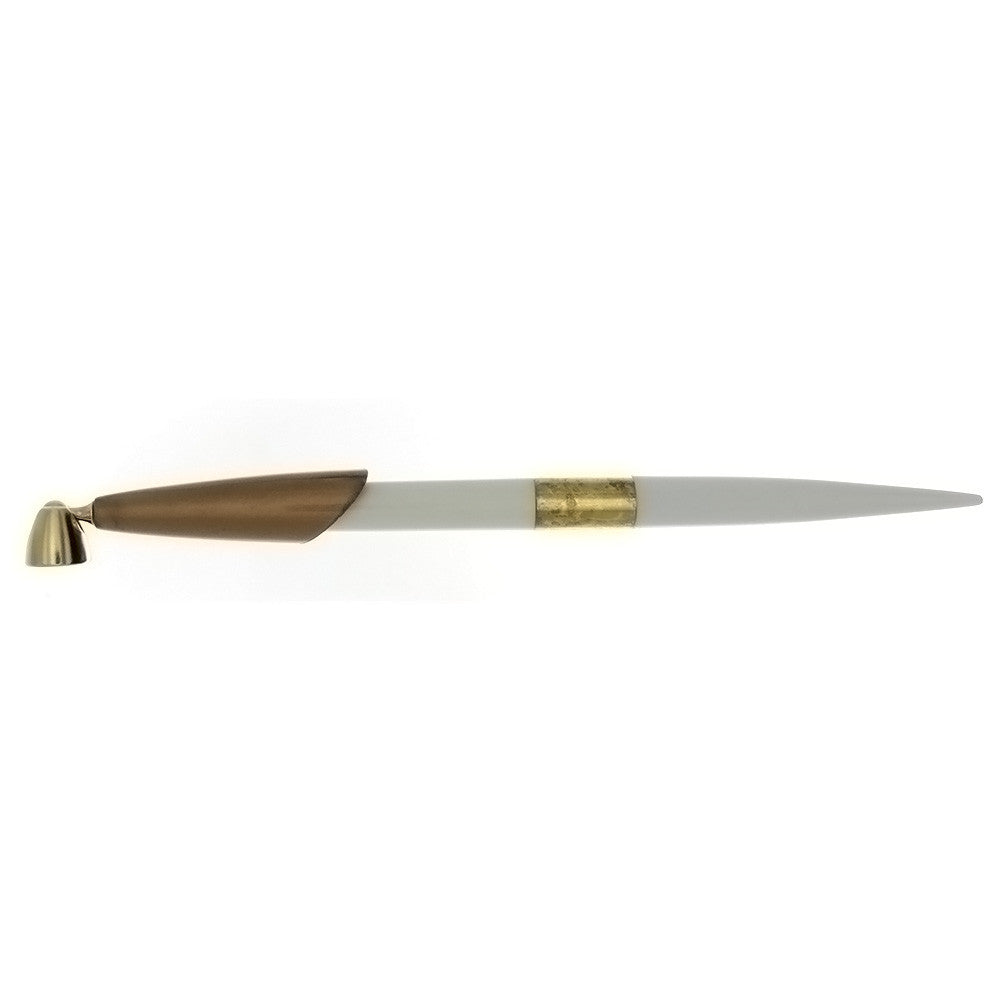 DESK PEN STYLE A WHITE & GOLD NOVELTY – Eloxite