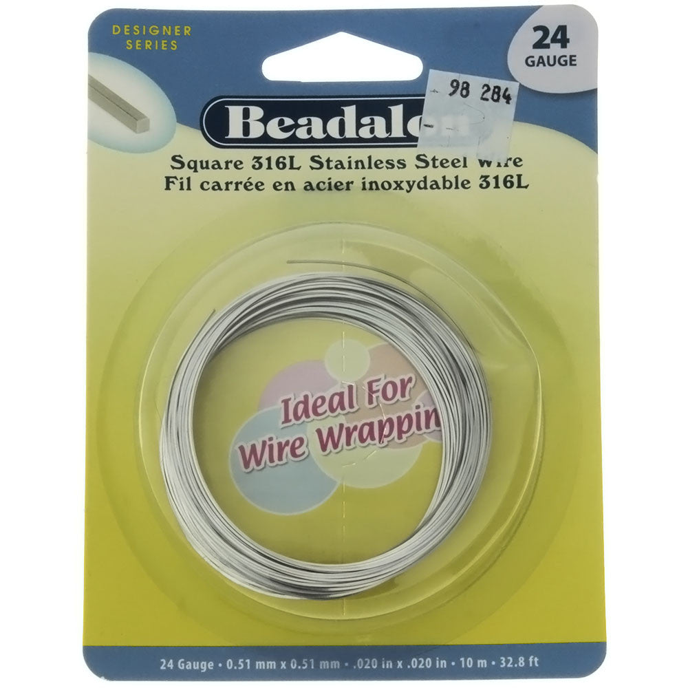 BEADALON 24 GAUGE SQUARE STAINLESS WIRE (10 M) – Eloxite